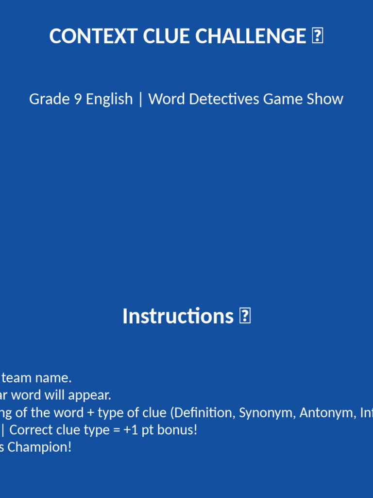 Context Clue Challenge | PDF