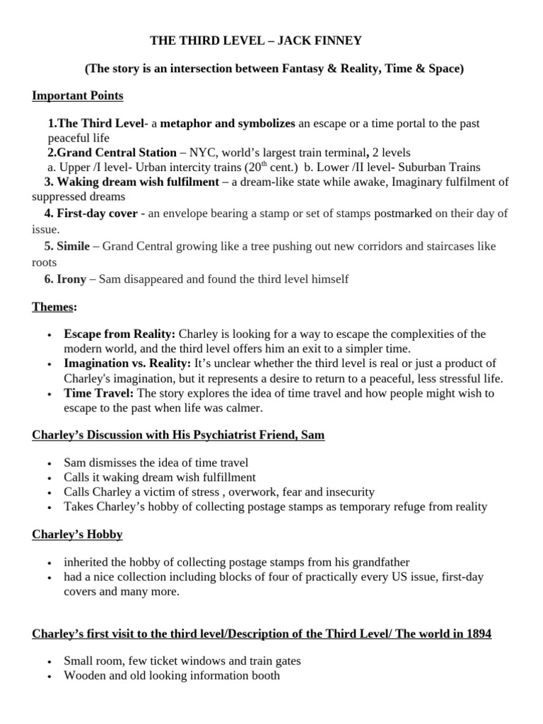 Exploring Time Travel in "The Third Level" | PDF