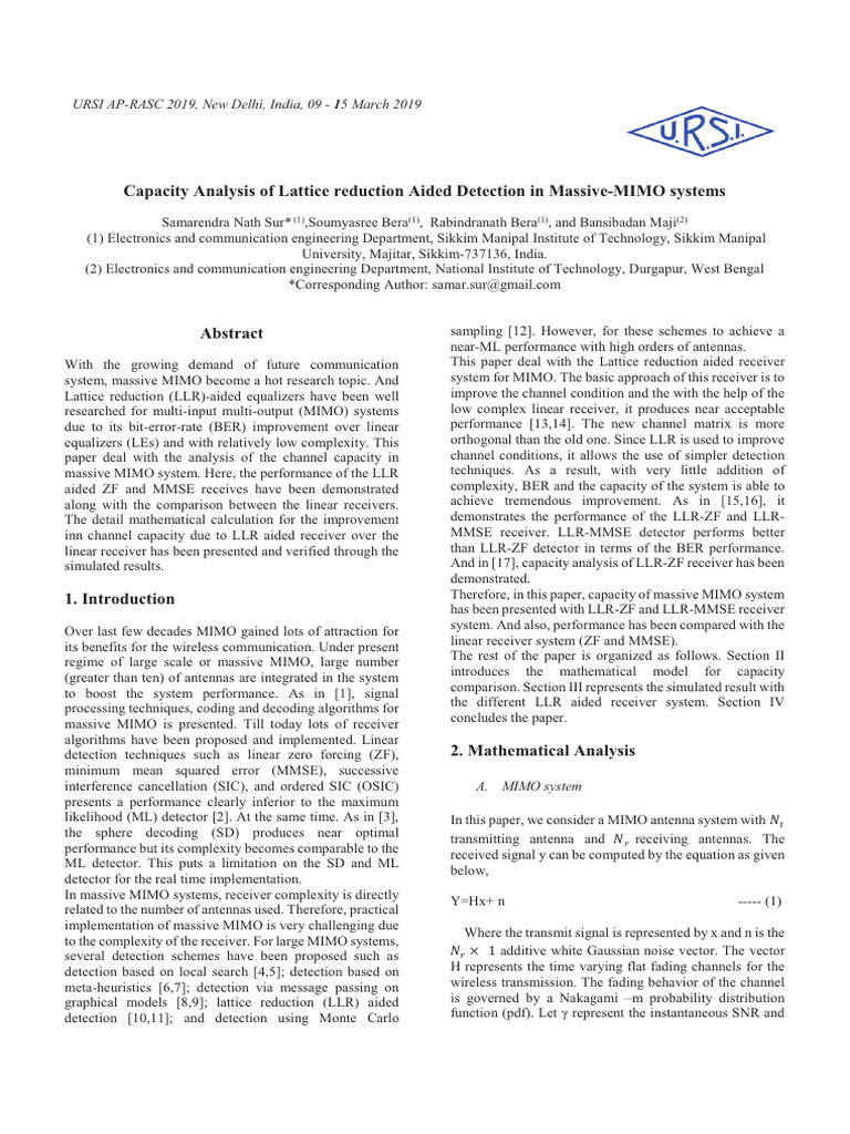 Capacity Analysis of LLR in Massive MIMO | PDF | Mimo | Electronics