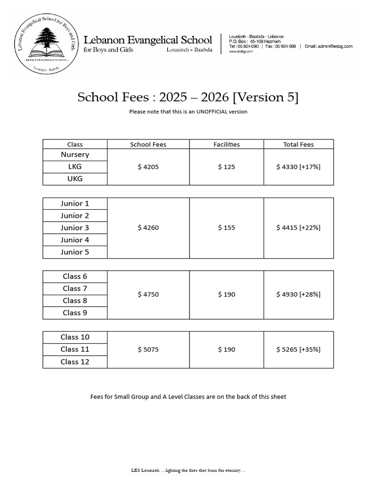 SchoolFees 20252026 Version5-1 | PDF