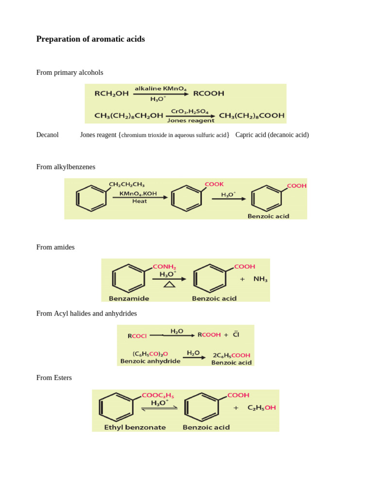Aromatic Acid Preparation Methods | PDF