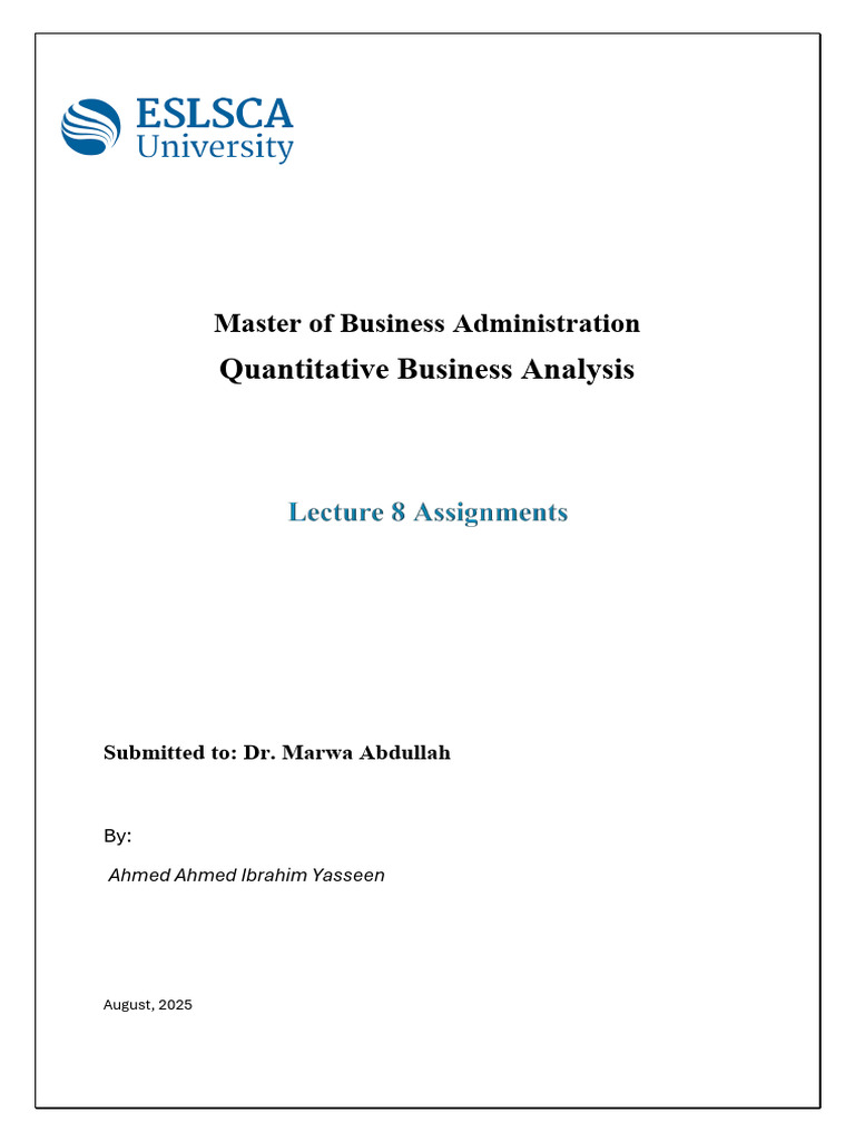 Lec 8 Assignments | PDF