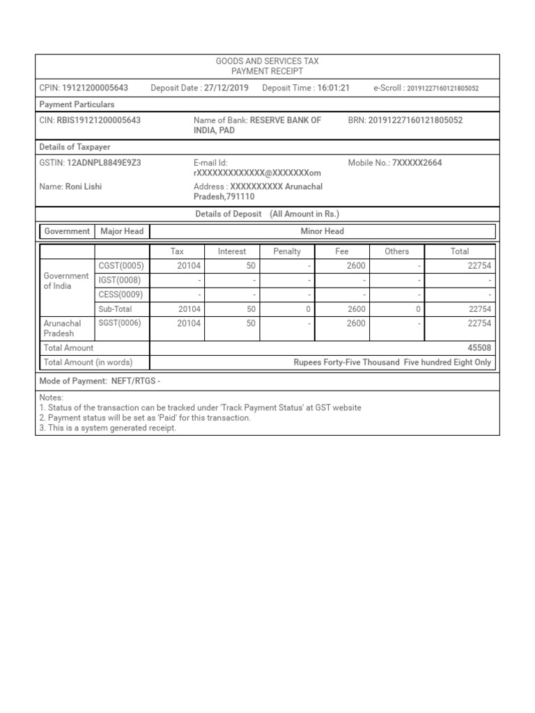 GST Challan Receipt | PDF