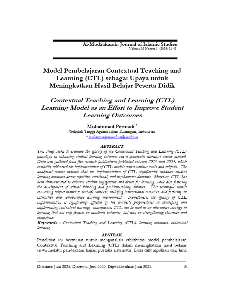 Efektivitas Model CTL dalam Pembelajaran | PDF