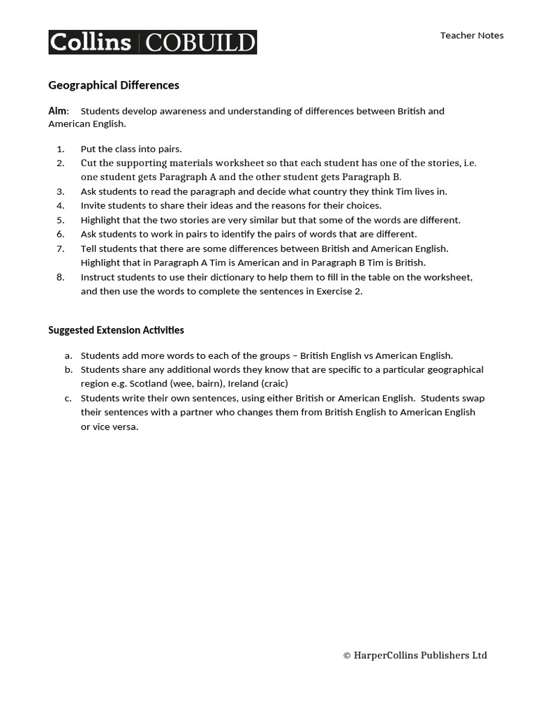 Geographical Differences Lesson Plan | PDF