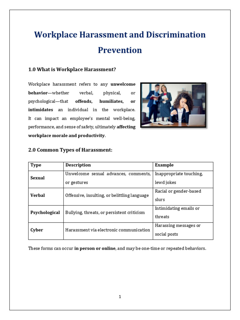 Workplace Harassment and Discrimination Prevention-1 | PDF | Harassment ...
