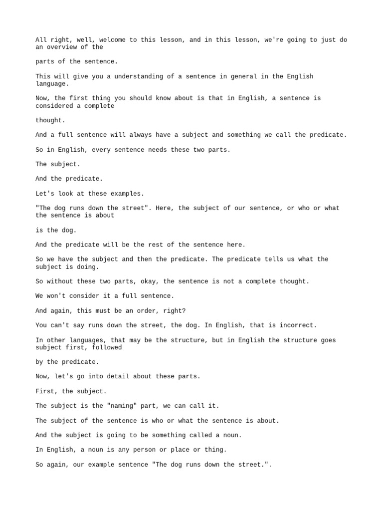 Understanding English Sentence Structure | PDF | Subject (Grammar ...