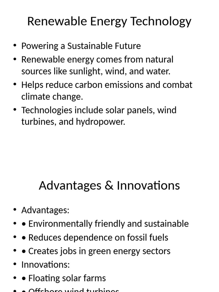 Renewable Energy Innovations & Benefits | PDF