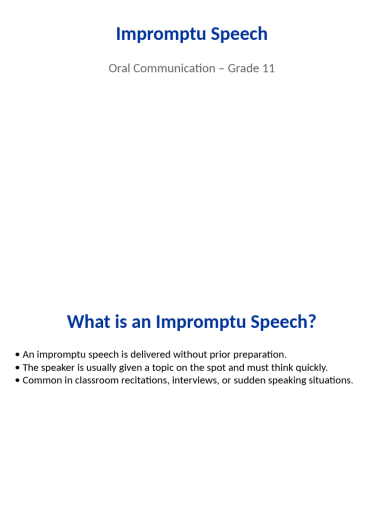 Impromptu Speech | PDF