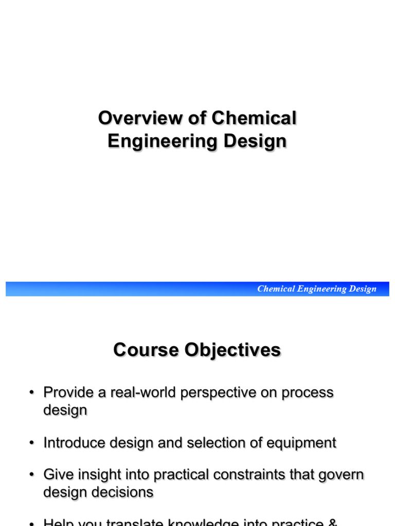 Chemical Engineering Design Overview | PDF | Engineering | Chemical ...