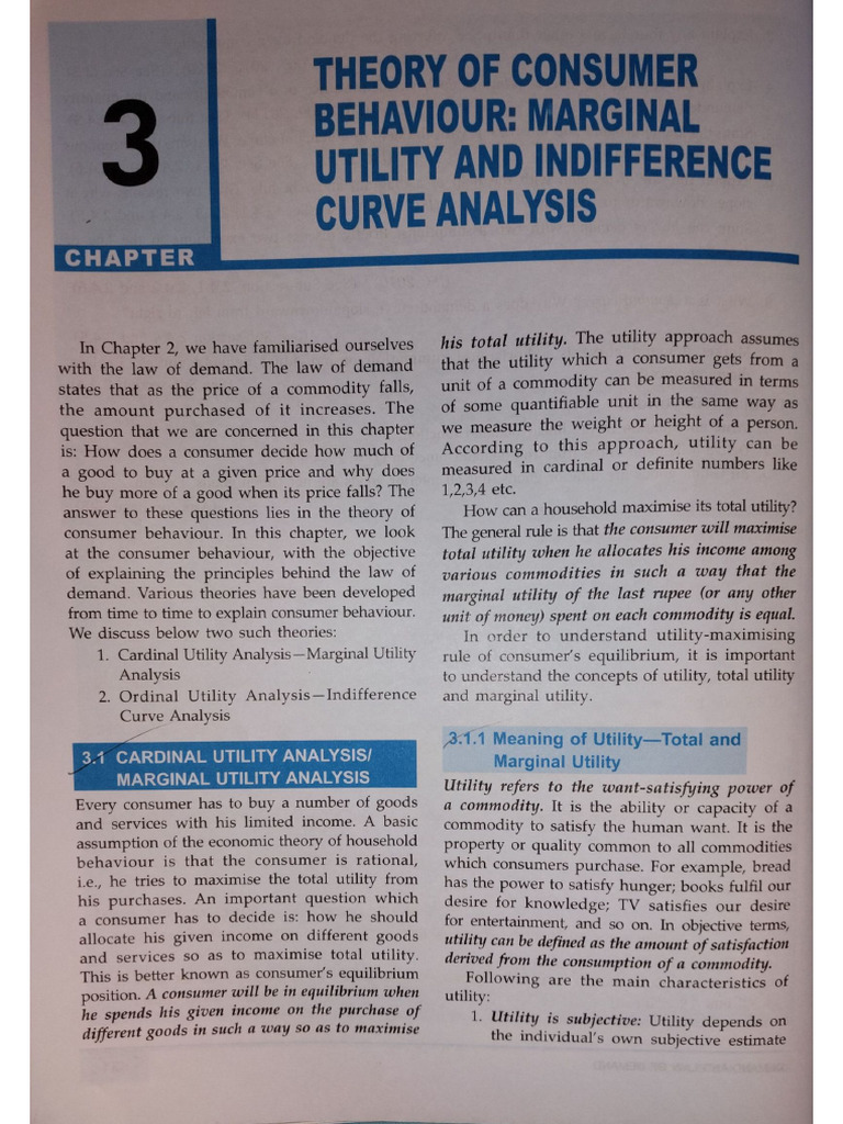 Theory of Consumer Behaviour - Marginal Utility and Indifference Curve ...