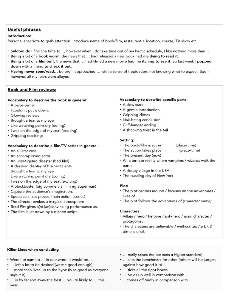 Useful Phrases Review C2 | PDF