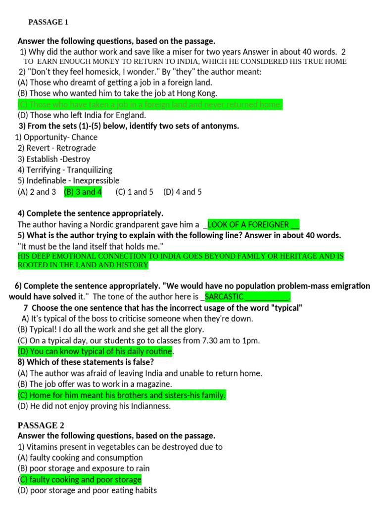 10 Ans For Sec A People and Veg | PDF | Vegetables | Cooking