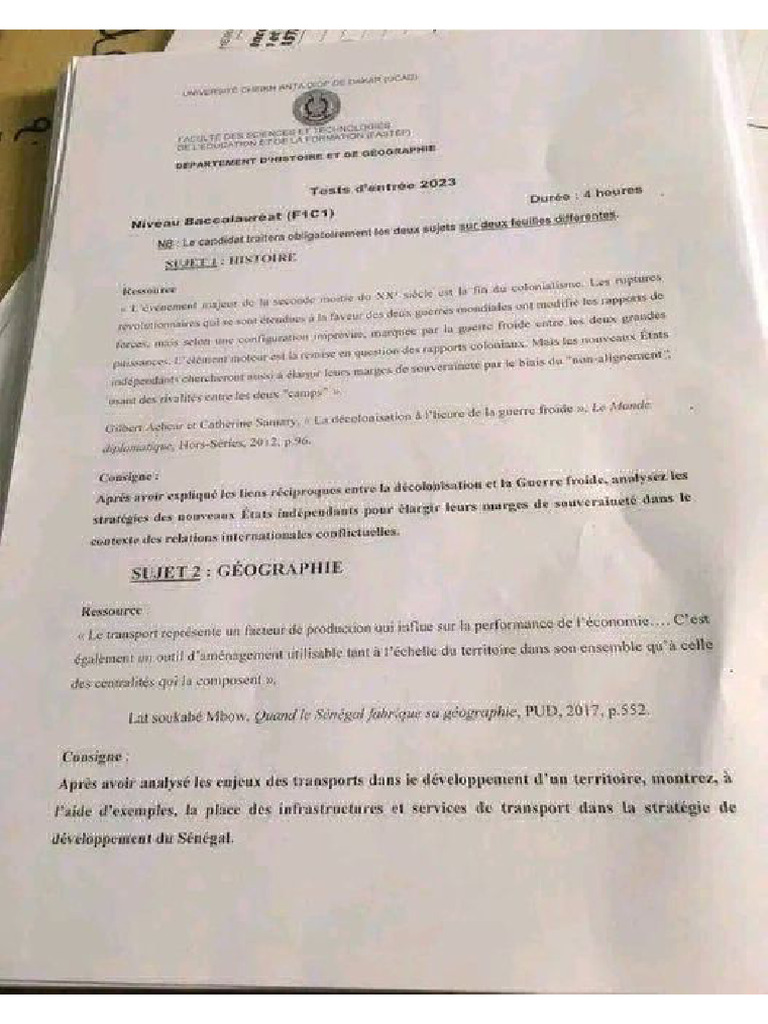 Epreuves Fastef 2024 | PDF