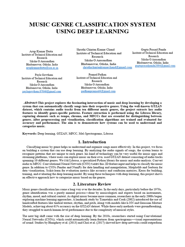 Music Genre Classification Using Deep Learning Final Manuscript (1 ...