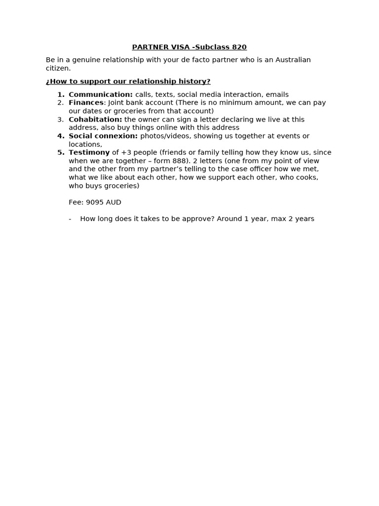 Australian Partner Visa Checklist | PDF
