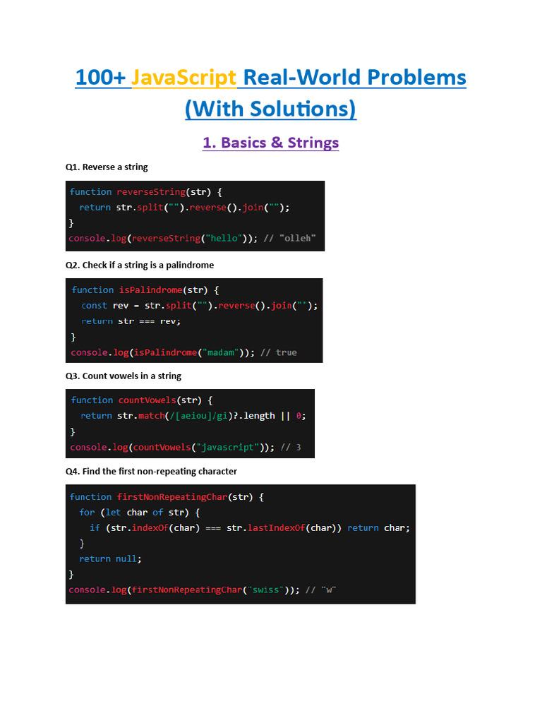JavaScript Real World Problems | PDF | Java Script | Computer Programming