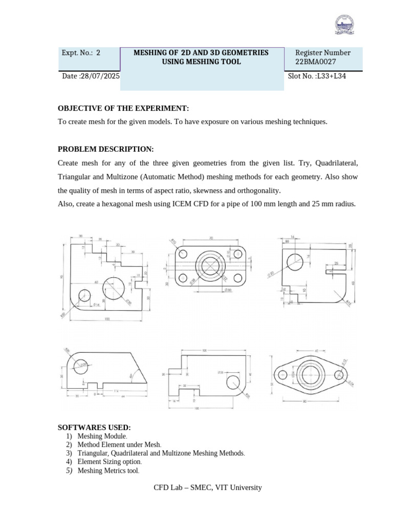 22BME0183 - CFD Lab Exp-2 | PDF | Computational Fluid Dynamics | Geometry