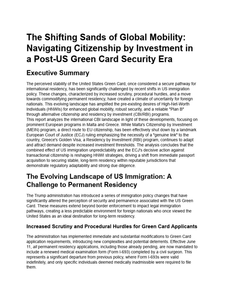 CBI Landscape and HNWI Mobility | PDF | Taxes | American Government