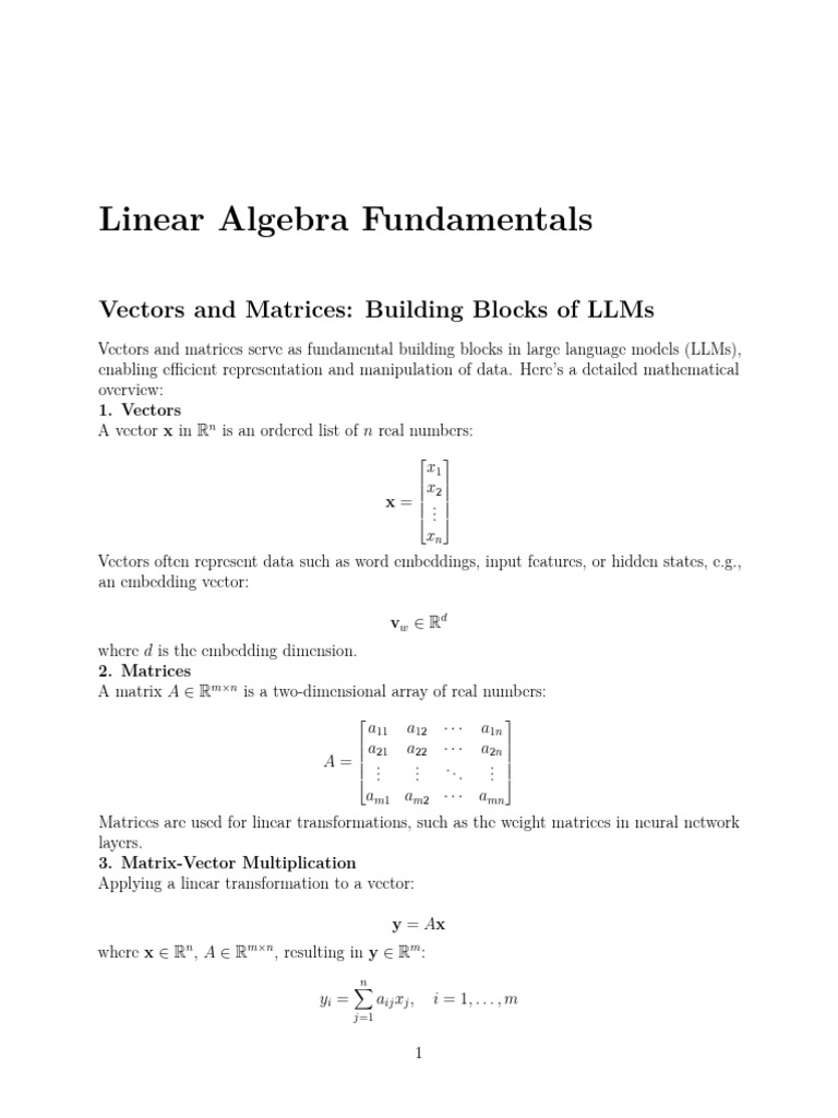 Linear Algebra in Large Language Models | PDF | Eigenvalues And ...