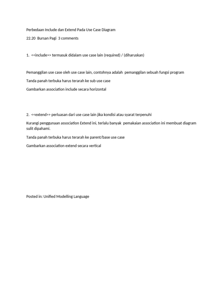 Perbedaan Include Dan Extend Pada Use Case Diagram | PDF