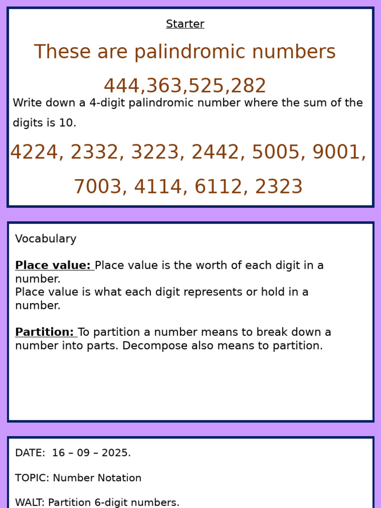 Partitioning 6-Digit Numbers Guide | PDF | Numbers | Arithmetic
