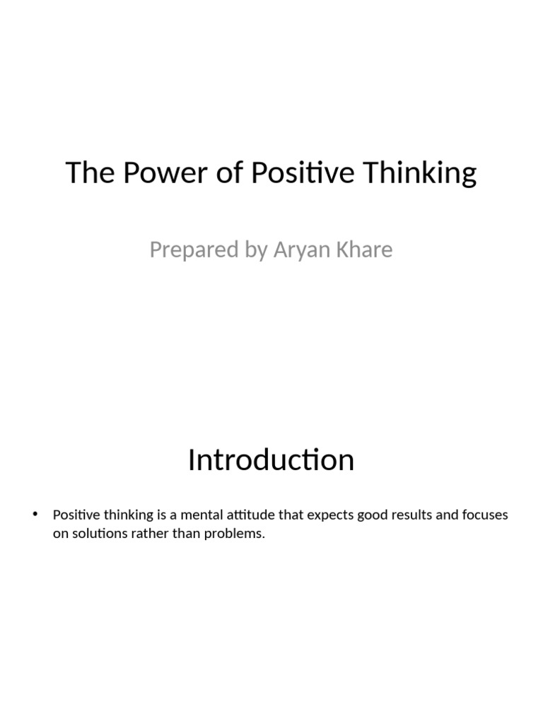 The Power of Positive Thinking | PDF