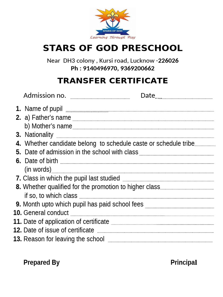 Transfer Certificate | PDF
