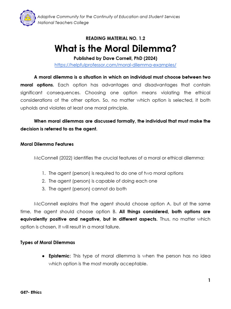 Understanding Moral Dilemmas Explained | PDF