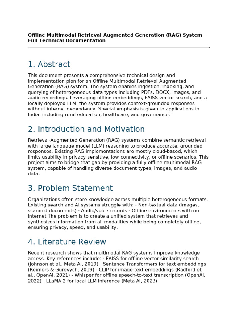 Offline Multimodal RAG System Design | PDF | Information Retrieval ...