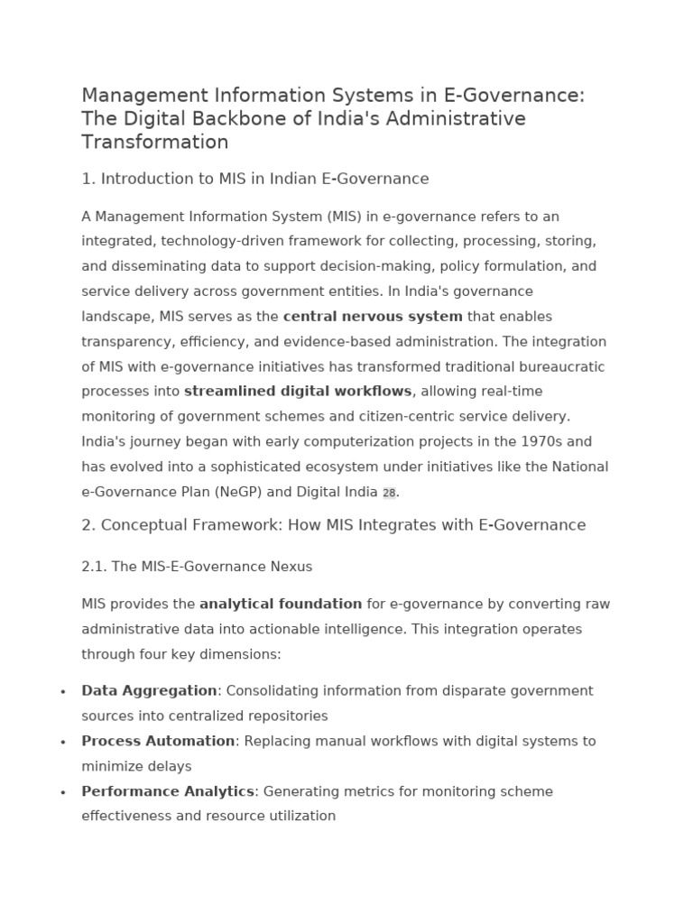 MIS in India's E-Governance Transformation | PDF | Computer Security ...