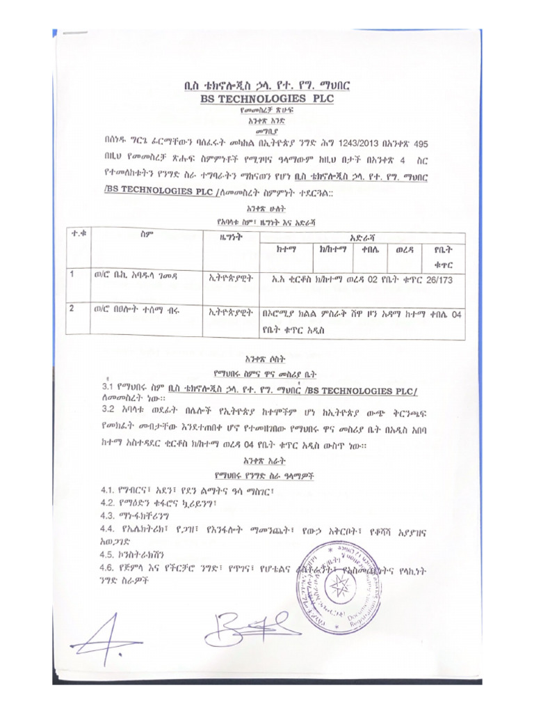 Bs Technologies PLC Memorandum | PDF