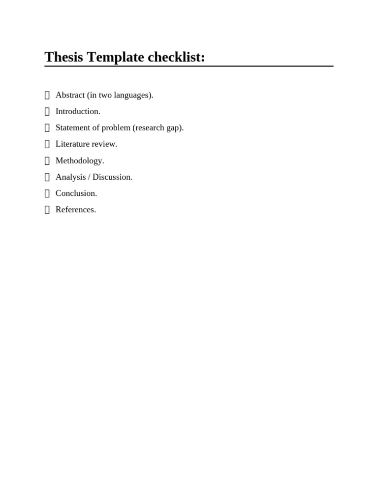 Thesis or Paper Template Checklist | PDF
