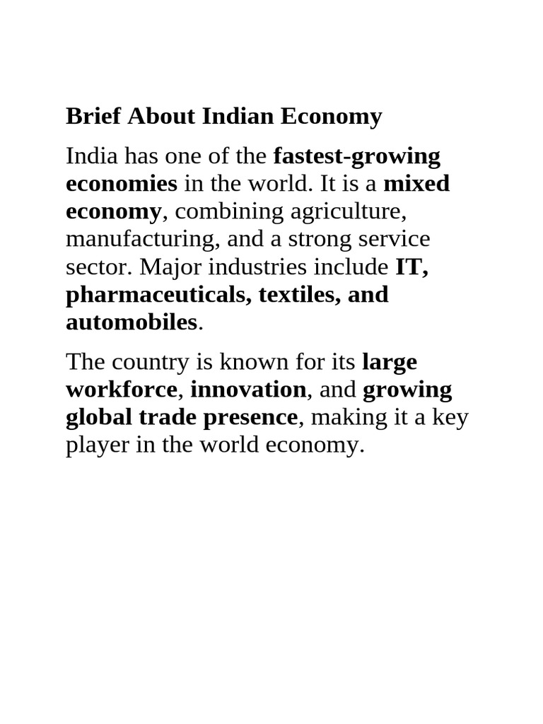 Brief About Indian Economy | PDF