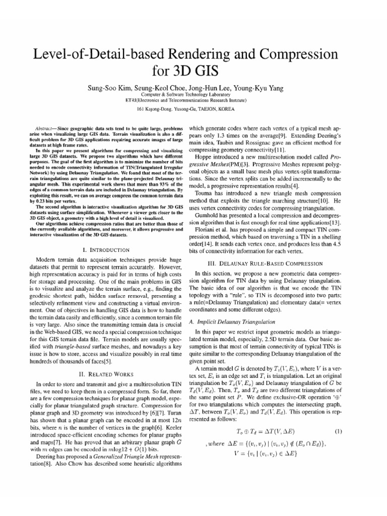 Level-Of-Detail-based Rendering and Compression For 3D GIS-2001 | PDF ...