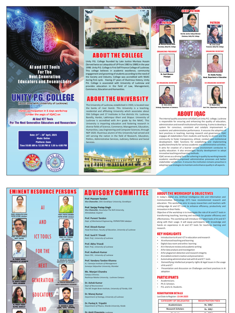 6 Day AI & ICT Workshop Brochure, UPGC | PDF | Artificial Intelligence ...