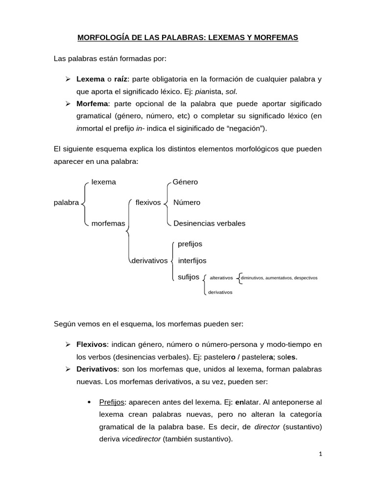03 - Morfología de Las Palabras - Lexemas y Morfemas | PDF | Numero ...