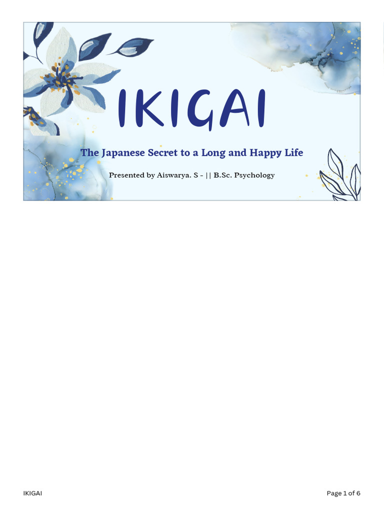 Discovering Your Ikigai for Longevity | PDF