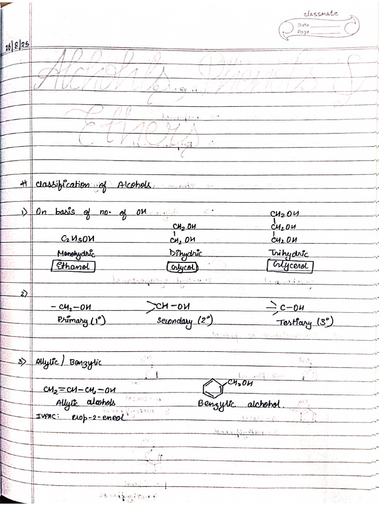 Alcohlos, Ethers and Phenols | PDF