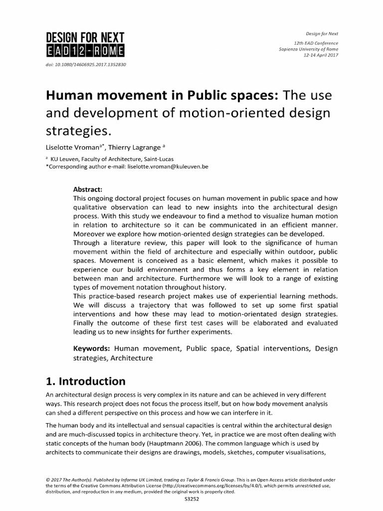 Human Movement in Public Spaces - The Use and Development of Motion ...