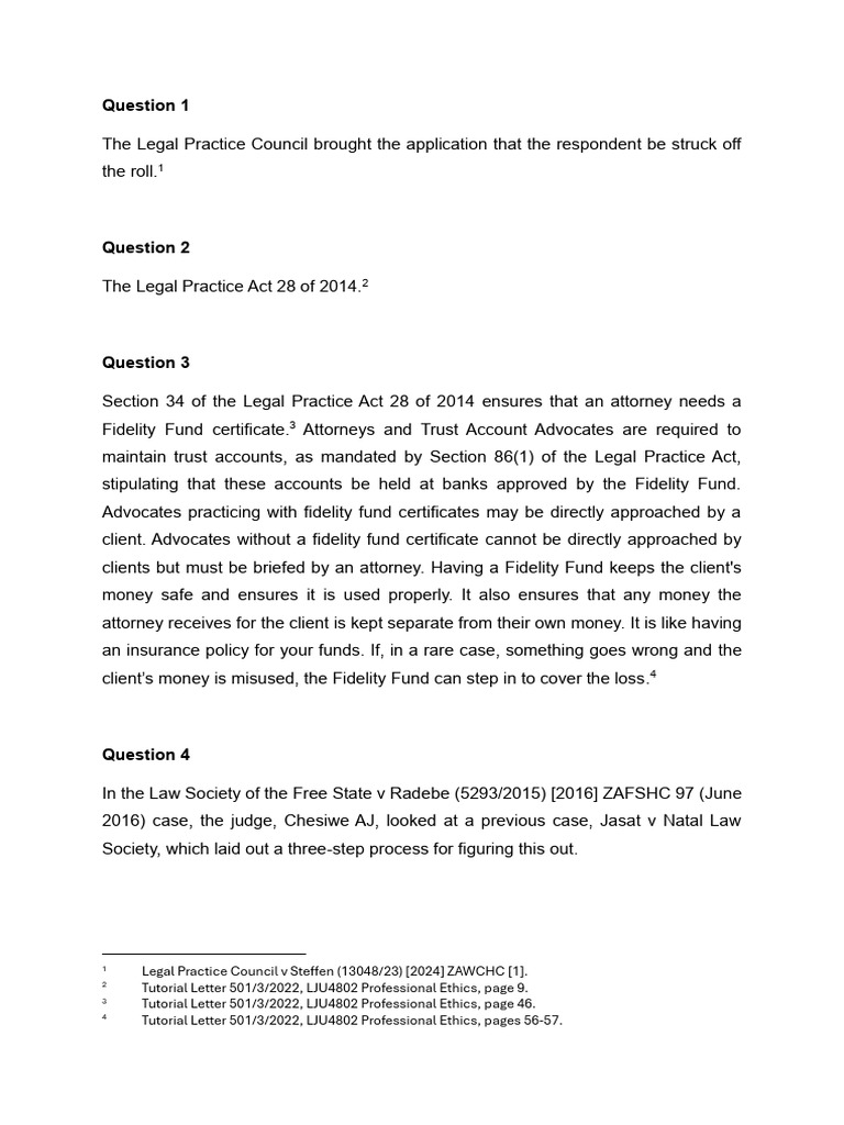 LJU4802 Assignment 1 Answers 2025 | PDF | Lawyer | Integrity