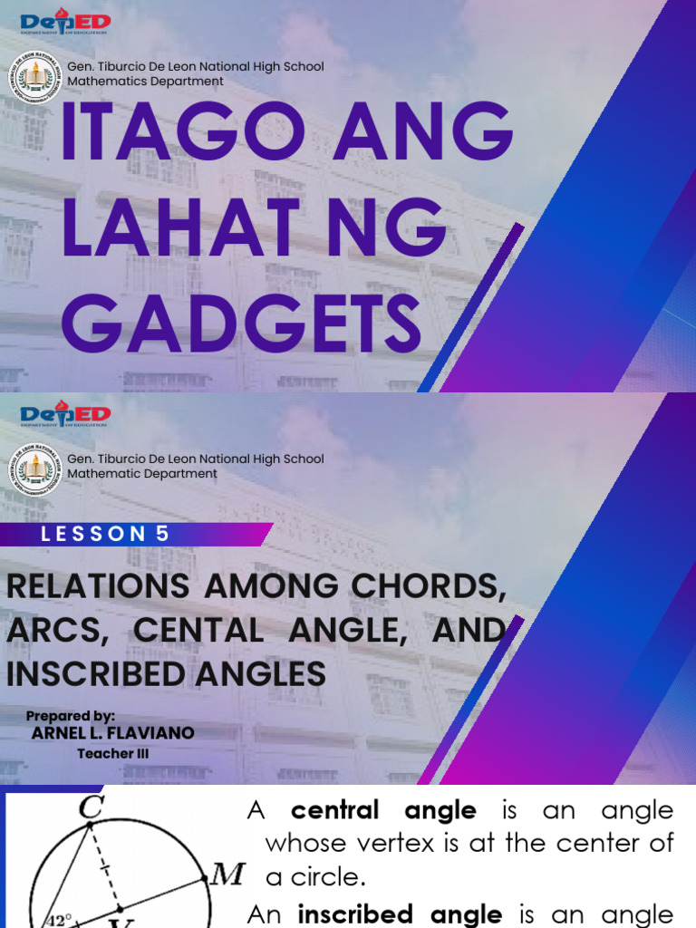 Q2 Lesson 5 Relations Among Chords Arcs Central Angles and Inscribed ...