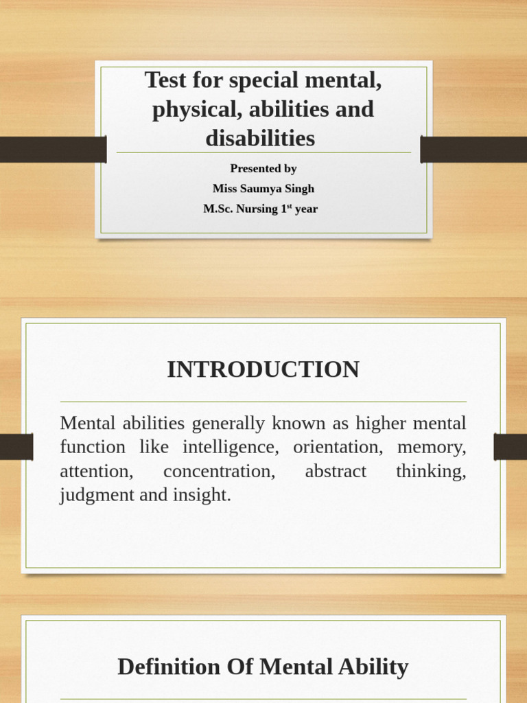 Mental and Physical Abilities Assessment | PDF | Attention Deficit ...