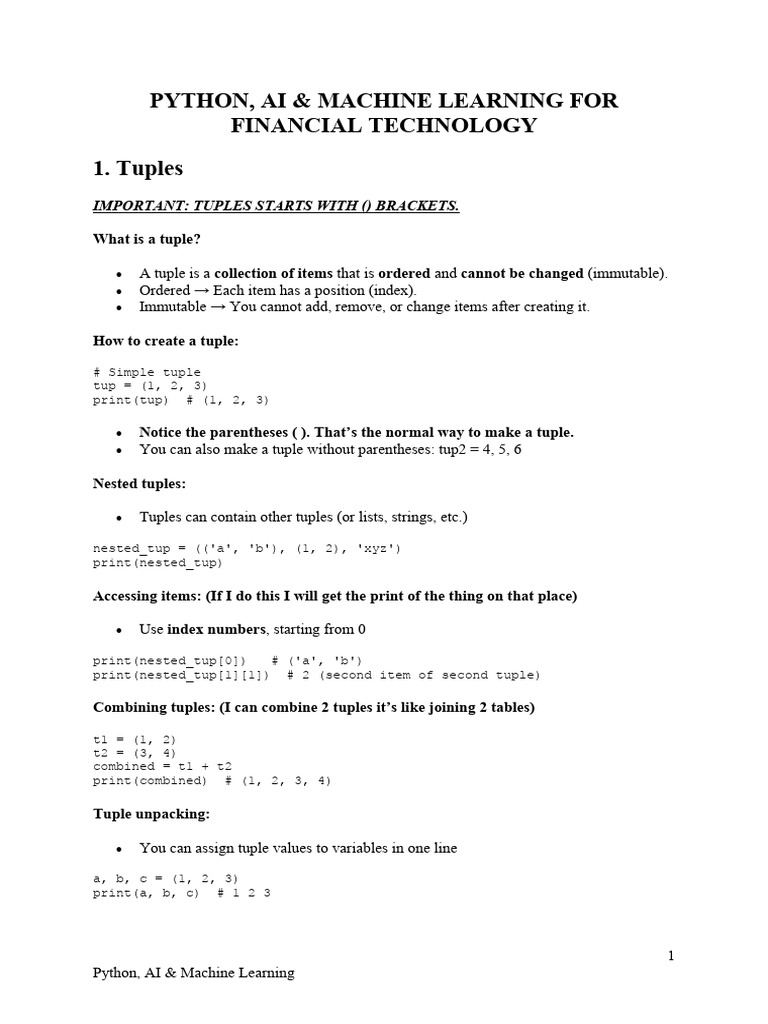 Python Tuples and Lists Explained | PDF | Applied Mathematics ...