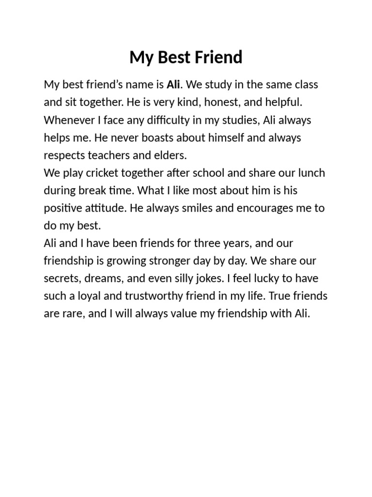 My Best Friend Ali: A True Friendship | PDF
