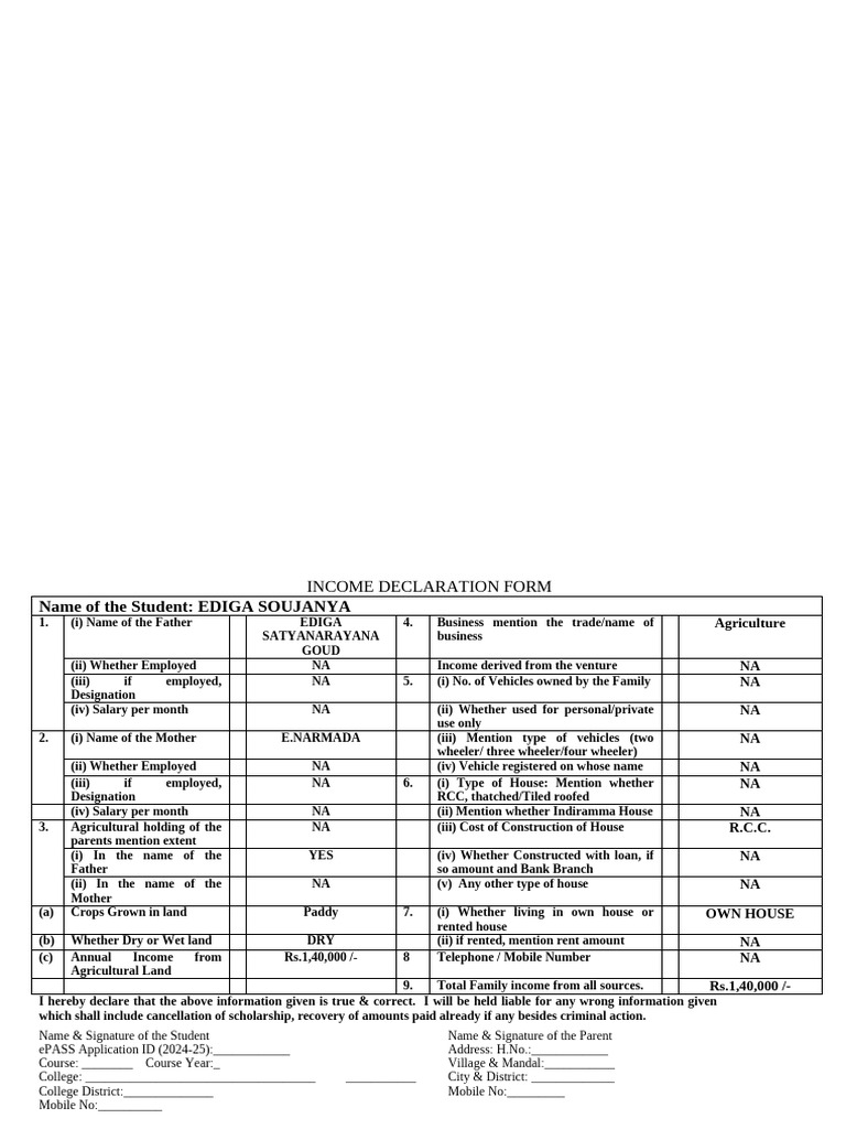 Income Declaration Form 2016 17 | PDF | Chess Theory | Chess