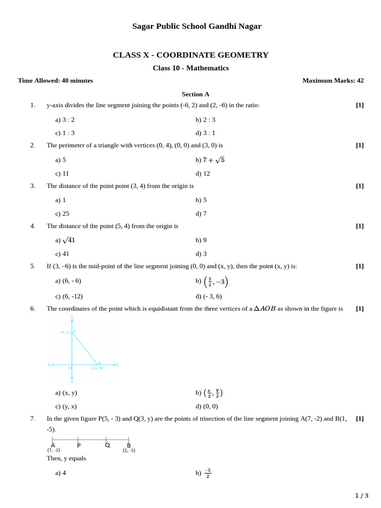 Class 10 Coordinate Geometry Exam Guide | PDF | Triangle | Circle