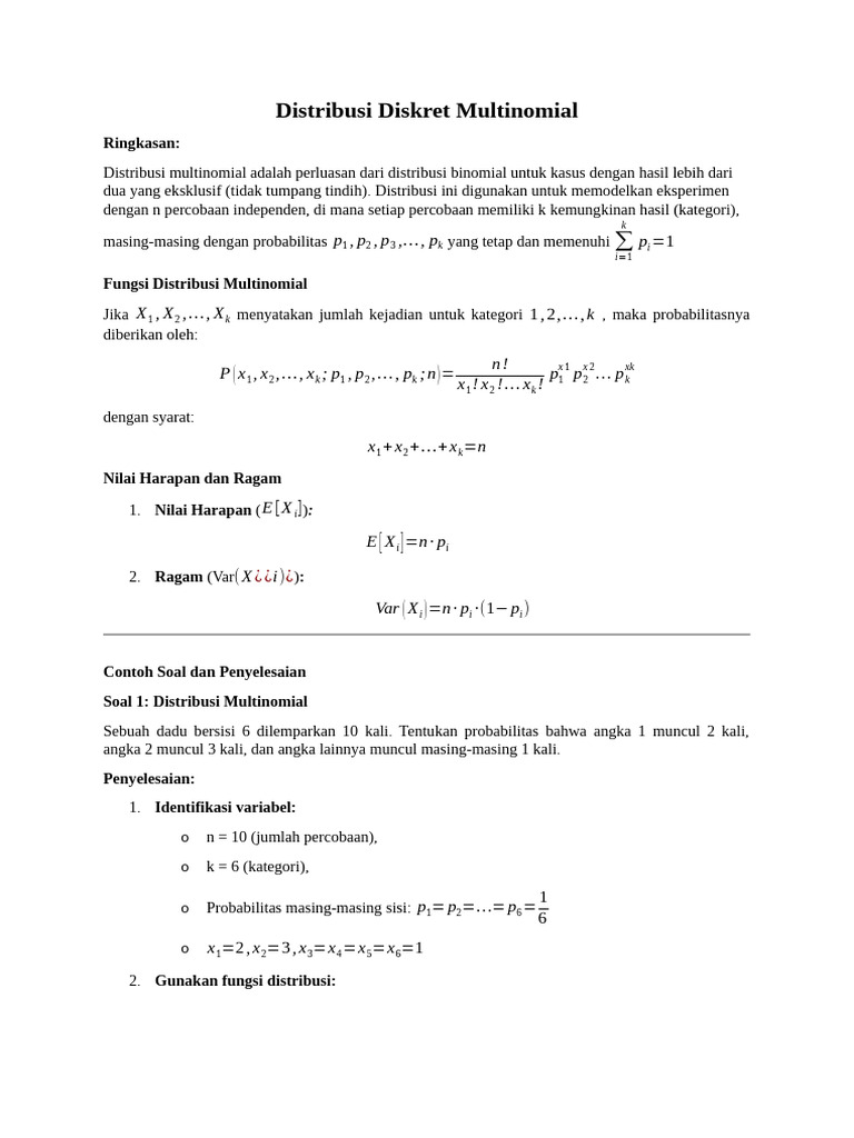 Distribusi Multinomial dan Contohnya | PDF