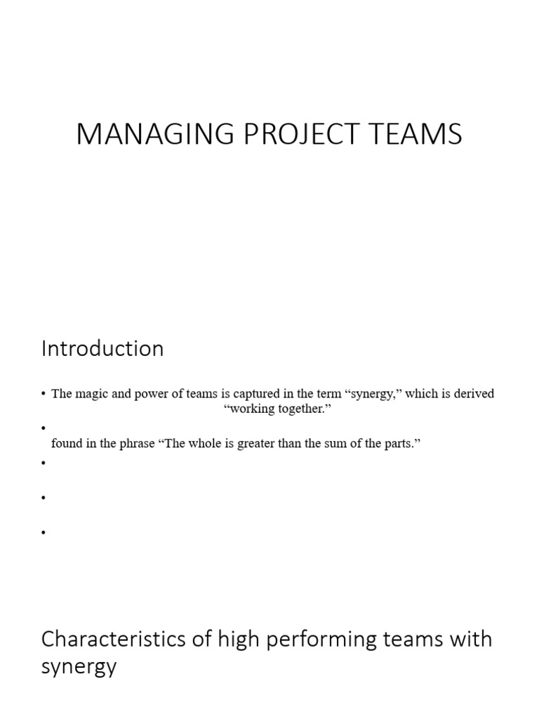 High-Performance Project Team Management | PDF | Leadership | Social ...