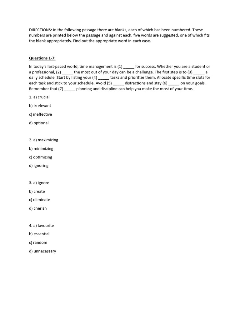 Cloze Test Practice | PDF